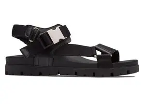 Prada Leather And Technical Fabric Sandal