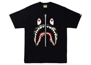 BAPE 1st Camo Shark Tee Shirt - Black/yellow