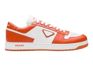 Prada Downtown Leather Low-top Sneakers - White/orange