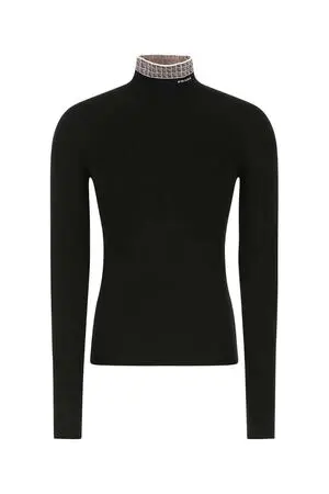 Prada Logo Intarsia Jacquard Highneck Sweater