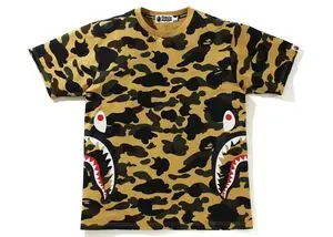 A BATHING APE 1st Camo Side Shark Tee Shirt - Yellow