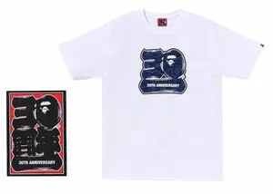A BATHING APE 30th Anniversary Ii Tee Shirt - White/navy Blue