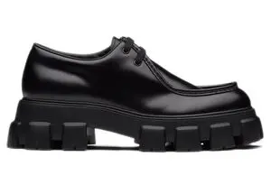 Prada Monolith Brushed Leather Lace-up Shoe