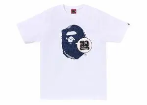 A BATHING APE 30th Anniversary Ape Head Tee Shirt - White/navy Blue