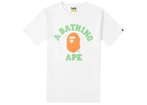 A BATHING APE Neon College Tee Shirt - White