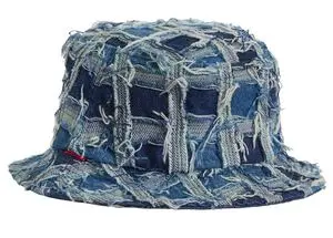 Supreme Frayed Patchwork Denim Crusher Hat - Washed Blue
