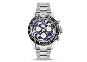 A BATHING APE Type 4 Bapex Hong Kong 16th Anniversary Watch - Silver/purple/blue