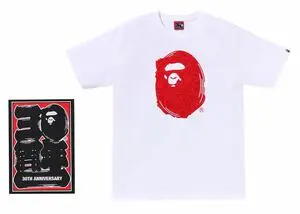 A BATHING APE 30th Anniversary I Tee Shirt - White/red