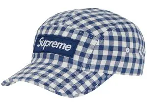 Supreme Gingham Camp Cap - Navy Blue