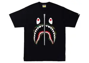 BAPE 1st Camo Shark Tee Shirt - Black/green