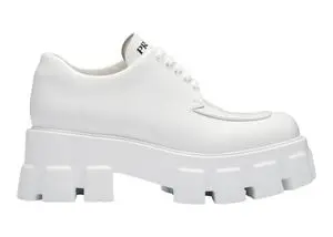 Prada Monolith 55mm Lace-Up Loafer - White | Editorialist