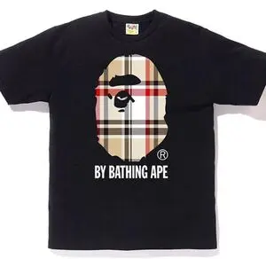 A BATHING APE Check Tee Shirt - Black/beige