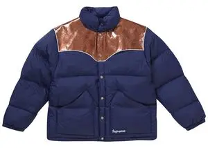Supreme Glitter Yoke Down Puffer Jacket - Navy Blue
