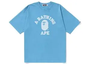 BAPE Pigment Dyed College Relaxed Fit Tee Shirt Sax