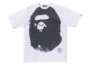 A BATHING APE Overprinted Ape Head Tee Shirt - White