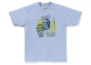A BATHING APE Pigment Three Ape Head Tee Shirt - Sax