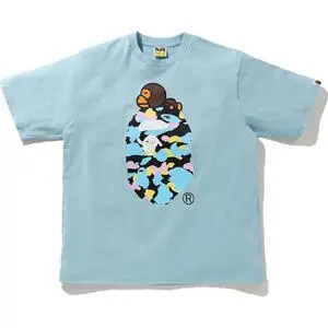 BAPE New Camo Milo On Ape Relaxed Tee Shirt Sax