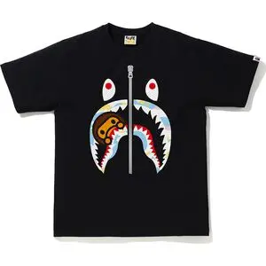 A BATHING APE Camo Milo Shark Tee Shirt - Black