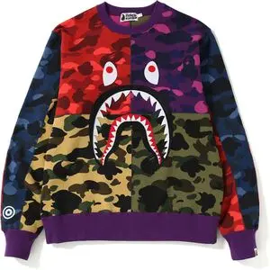 A BATHING APE Mix Camo Shark Crazy Sweatshirt - Multicolor