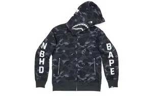 A BATHING APE X Nbhd Camo Shark Hooded Sweatshirt