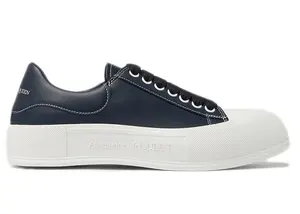 Alexander McQueen Leather Deck Plimsollin - Navy/blue