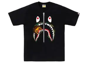 A BATHING APE 1st Camo Milo Shark Tee Shirt - Black/green
