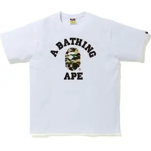 A BATHING APE 1st Camo College T-shirt - White/yellow