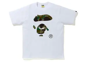 A BATHING APE 1st Camo Ape Face Tee Shirt - White/green