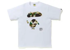 A BATHING APE 1st Camo Ape Face Tee Shirt - White/yellow