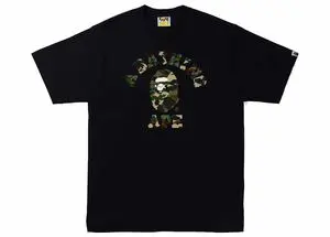 A BATHING APE 1st Camo Crazy College Tee Shirt - Black