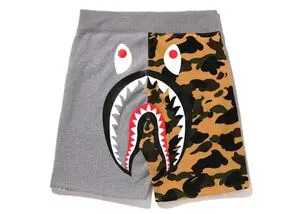 BAPE 1st Camo Back Shark Sweat Shorts Grey/yellow