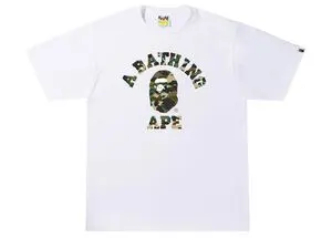 A BATHING APE 1st Camo Crazy College Tee Shirt - White