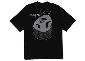 BAPE Reflective Print Tee Shirt - Black