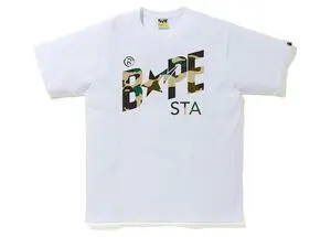 A BATHING APE 1st Camo Sta Logo Tee Shirt - White/yellow