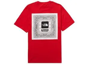 Supreme The North Face Bandana Tee Shirt - Red