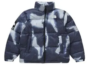 Supreme The North Face Bleached Denim Print Nuptse Jacket - Indigo