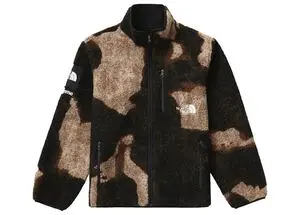 Supreme The North Face Bleached Denim Print Fleece Jacket - Black