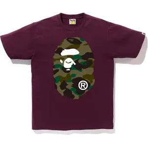 BAPE 1st Camo Big Ape Head Tee Shirt Burgundy/green