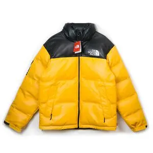 Supreme Leather Nuptse Jacket - Yellow