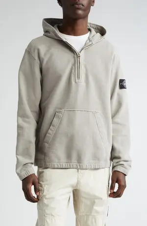 Stone Island Felpa Half Zip Hoodie In Dust - 55% Off | Editorialist