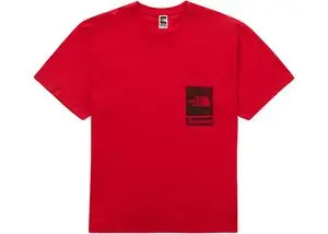 Supreme The North Face Printed Pocket Tee Shirt - Red