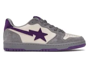 BAPE A Bathing Ape Court Stain Sneakers Mist Grey/royal Purple