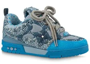 LOUIS VUITTON Skate Trainer Swarovski Monogram Sneakers - Blue
