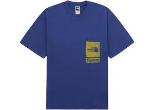 Supreme The North Face Printed Pocket Tee Shirt - Navy Blue