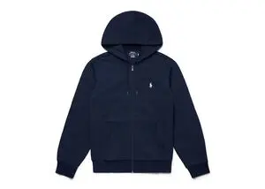 Ralph Lauren Double Knit Zip-up Hoodie - Aviator Navy Blue/white