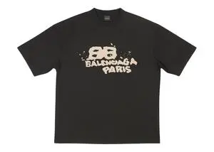 Balenciaga Hand Drawn Bb Icon Medium Fit Vintage T-shirt - Black/beige