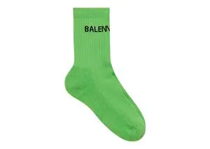 Balenciaga Logo Socks - Neon Green/black