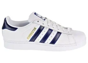 Adidas Superstar Lace Up Sneakers - Cloud White/collegiate Royal/gold Metallic