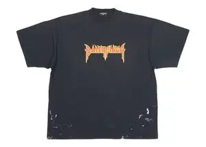 Balenciaga Metal Vintage Oversized Tshirtin - Black
