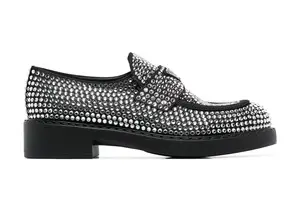 Prada 40mm Crystal Loafers Black Satin